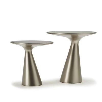 China Modern Round Coffee Table Luxury Living Room Furniture Stainless Steel Glass Side Table for sale