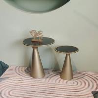 China Modern Round Coffee Table Luxury Living Room Furniture Stainless Steel Glass Side Table for sale