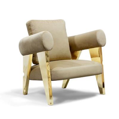 China Deluxe Designer Single Sofa Chair Luxury Lounge Furniture Stainless Steel Leather Accent for Living Room for sale