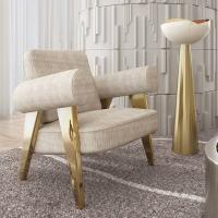 China Deluxe Designer Single Sofa Chair Luxury Lounge Furniture Stainless Steel Leather Accent for Living Room for sale