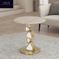 China Sophisticated Marble Side Table Luxury Living Room Furniture Creative Small Round Corner Table for sale