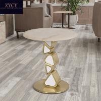 China Sophisticated Marble Side Table Luxury Living Room Furniture Creative Small Round Corner Table for sale