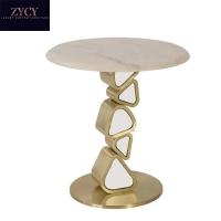 China Sophisticated Marble Side Table Luxury Living Room Furniture Creative Small Round Corner Table for sale