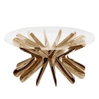 China Tempered Glass Creative Round Coffee Table Luxury Living Room Furniture Stainless Steel Villa for sale