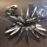 China Tempered Glass Creative Round Coffee Table Luxury Living Room Furniture Stainless Steel Villa for sale