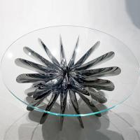 China Tempered Glass Creative Round Coffee Table Luxury Living Room Furniture Stainless Steel Villa for sale