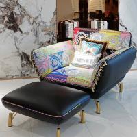 China Embroidered Italian Leather Single Person Chair Luxury Living Room Furniture Designer Sofa for sale