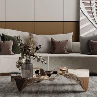 China Minimalist Custom Shaped Stainless Steel Coffee Table Luxury Living Room Furniture High End Aesthetic for sale