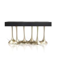 China Pure Copper Entrance Cabinet Modern Entryway Furniture Italian Villa Creative Designer Textured Console for sale