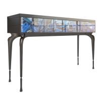 China Natural Agate Handmade Corner Table Modern Entryway Furniture Italian Luxury Stainless Steel for Villa for sale
