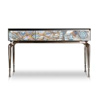 China Natural Agate Handmade Corner Table Modern Entryway Furniture Italian Luxury Stainless Steel for Villa for sale