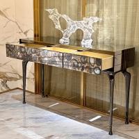 China Natural Agate Handmade Corner Table Modern Entryway Furniture Italian Luxury Stainless Steel for Villa for sale