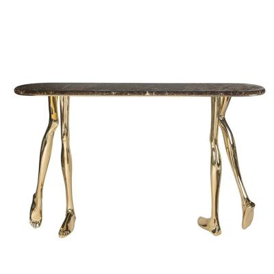 China Copper Corner Table Modern Entryway Furniture Italian Designer Creative Brass Marble Luxury for sale