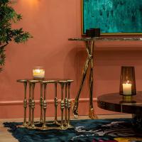 China Copper Corner Table Modern Entryway Furniture Italian Designer Creative Brass Marble Luxury for sale