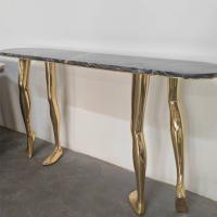 China Copper Corner Table Modern Entryway Furniture Italian Designer Creative Brass Marble Luxury for sale