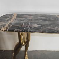 China Copper Corner Table Modern Entryway Furniture Italian Designer Creative Brass Marble Luxury for sale
