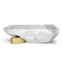 China Stainless Steel Tea Table Luxury Living Room Furniture Special Shaped Coffee Table High End Design for sale