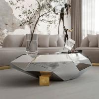 China Stainless Steel Tea Table Luxury Living Room Furniture Special Shaped Coffee Table High End Design for sale