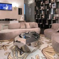 China Stainless Steel Tea Table Luxury Living Room Furniture Special Shaped Coffee Table High End Design for sale