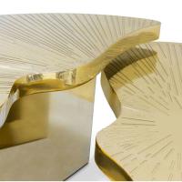 China Etched Stainless Steel High Low Combination Coffee Table Luxury Living Room Furniture Light Luxury Style for sale
