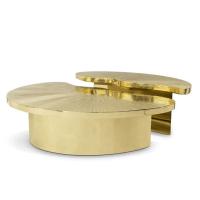 China Etched Stainless Steel High Low Combination Coffee Table Luxury Living Room Furniture Light Luxury Style for sale