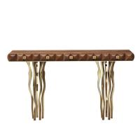 China Bespoke Stainless Steel Corner Table Modern Entryway Furniture Italian High End Wall Mounted for sale