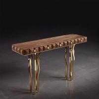 China Bespoke Stainless Steel Corner Table Modern Entryway Furniture Italian High End Wall Mounted for sale