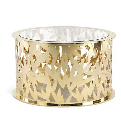 China Italian Stainless Steel Coffee Table Luxury Living Room Furniture Modern Creative Hollow Glass for sale