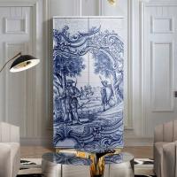 China Hand Painted Solid Wood Storage Side Cabinet Luxury Living Room Furniture Neo Classical Extendable for sale