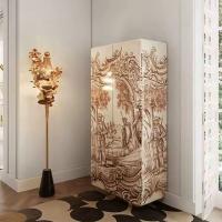 China Hand Painted Solid Wood Storage Side Cabinet Luxury Living Room Furniture Neo Classical Extendable for sale