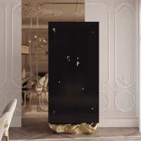 China Black Solid Wood Wine Cabinet Luxury Living Room Furniture Brass Base Storage Display for sale