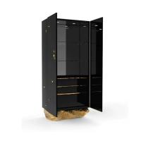 China Black Solid Wood Wine Cabinet Luxury Living Room Furniture Brass Base Storage Display for sale