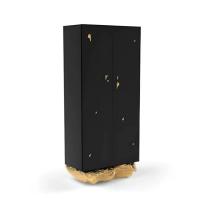 China Black Solid Wood Wine Cabinet Luxury Living Room Furniture Brass Base Storage Display for sale