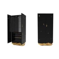 China Black Solid Wood Wine Cabinet Luxury Living Room Furniture Brass Base Storage Display for sale