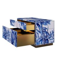 China Art Designer Solid Wood Bedside Table Portuguese Metal Personality Painted Custom Design for sale
