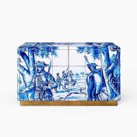 China Art Designer Solid Wood Bedside Table Portuguese Metal Personality Painted Custom Design for sale