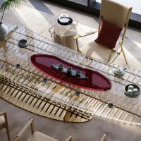 China Piano Keys Acrylic Coffee Table Luxury Lounge Furniture Metal Steel Advanced for Living Room for sale