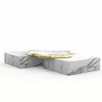 China Natural Stone Splicing Stainless Steel Coffee Table Luxury Living Room Furniture Advanced Sense for sale