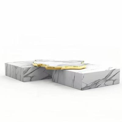 China Natural Stone Splicing Stainless Steel Coffee Table Luxury Living Room Furniture Advanced Sense for sale