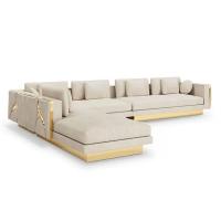 China Metal Frame Module Sofa Luxury Living Room Furniture Combination Light Luxury Villa Fabric for sale