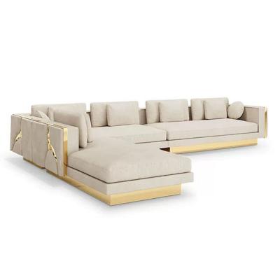 China Metal Frame Module Sofa Luxury Living Room Furniture Combination Light Luxury Villa Fabric for sale