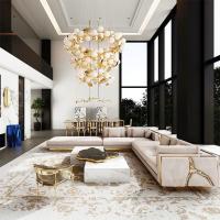 China Metal Frame Module Sofa Luxury Living Room Furniture Combination Light Luxury Villa Fabric for sale