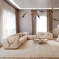 China Metal Frame Module Sofa Luxury Living Room Furniture Combination Light Luxury Villa Fabric for sale