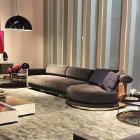 China Circular Leisure Fabric Sofa Luxury Living Room Furniture Frosted Leather Italian Light Style for sale