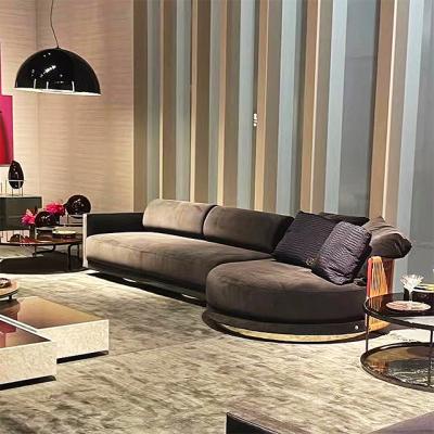 China Circular Leisure Fabric Sofa Luxury Living Room Furniture Frosted Leather Italian Light Style for sale