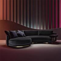 China Circular Leisure Fabric Sofa Luxury Living Room Furniture Frosted Leather Italian Light Style for sale