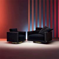 China Circular Leisure Fabric Sofa Luxury Living Room Furniture Frosted Leather Italian Light Style for sale