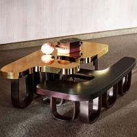 China Stainless Steel Mirror Solid Birch Coffee Table Luxury Living Room Furniture Double F Design for sale