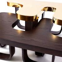 China Stainless Steel Mirror Solid Birch Coffee Table Luxury Living Room Furniture Double F Design for sale