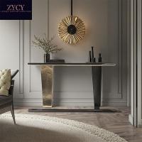 China Ultra Narrow Solid Wood Console Table Modern Entryway Furniture Italian Convertible Stainless Frame for sale